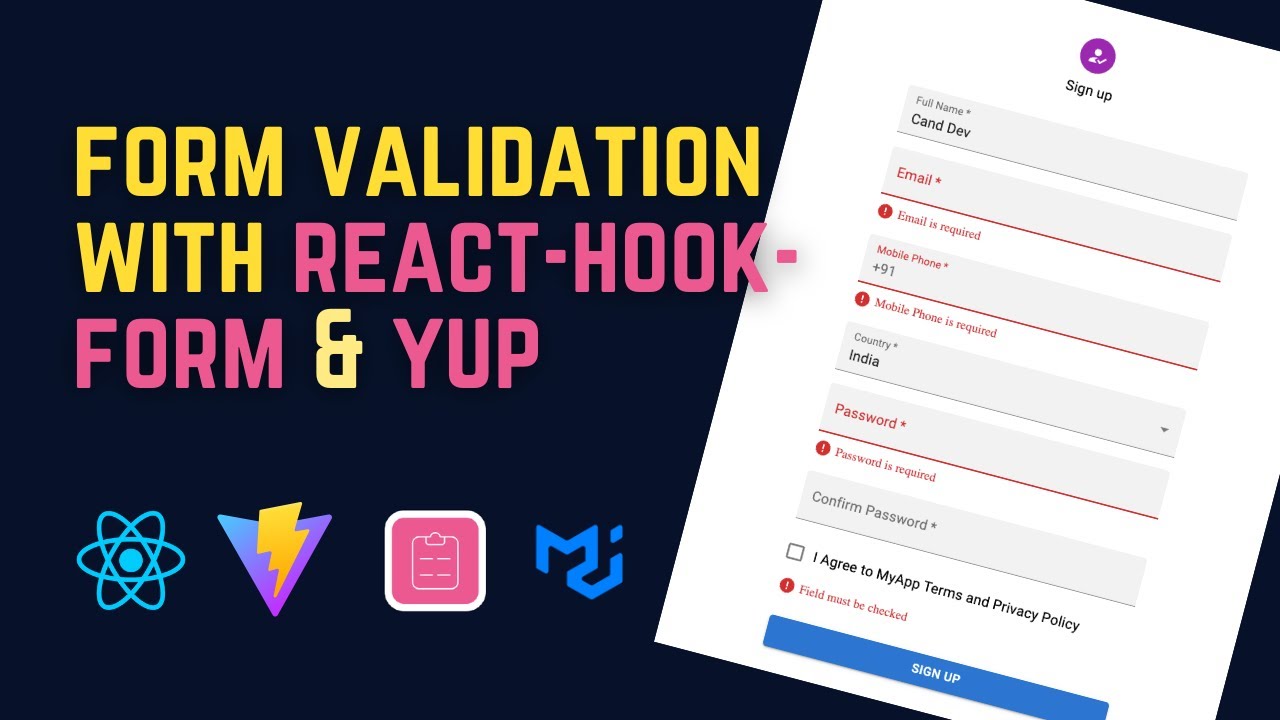 Create Signup Form with Validation | React-Hook-Form & Yup
