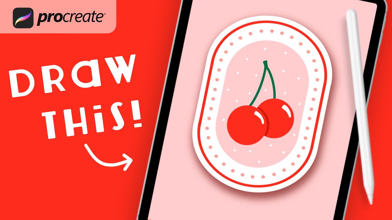 Procreate Step by Step Tutorial - Cherry Sticker - Digital Art - iPad Illustration