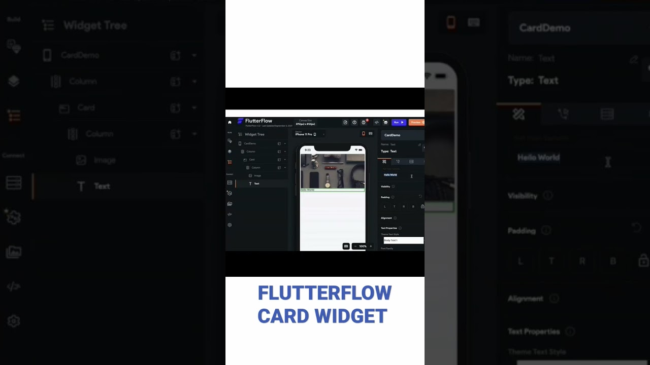 FLUTTERFLOW CARD WIDGET #flutter #flutterflow #videotutorial #cardwidget
