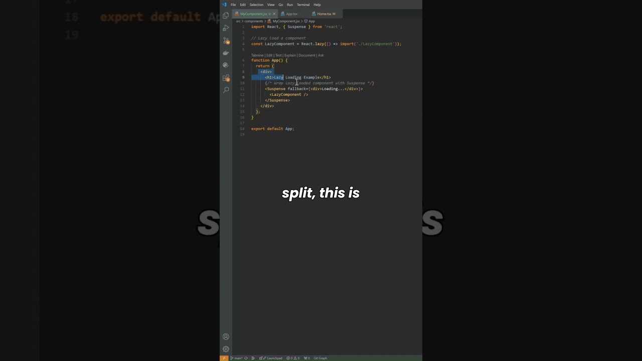 Code splitting in React js ✅⚛️ #javascriptprojects #coding #reactjs #foryou #shorts #reels #youtube