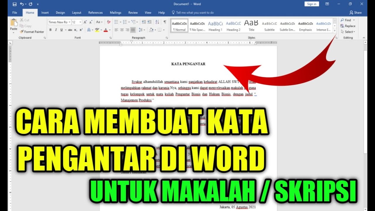 Cara Membuat Kata Pengantar Di Word