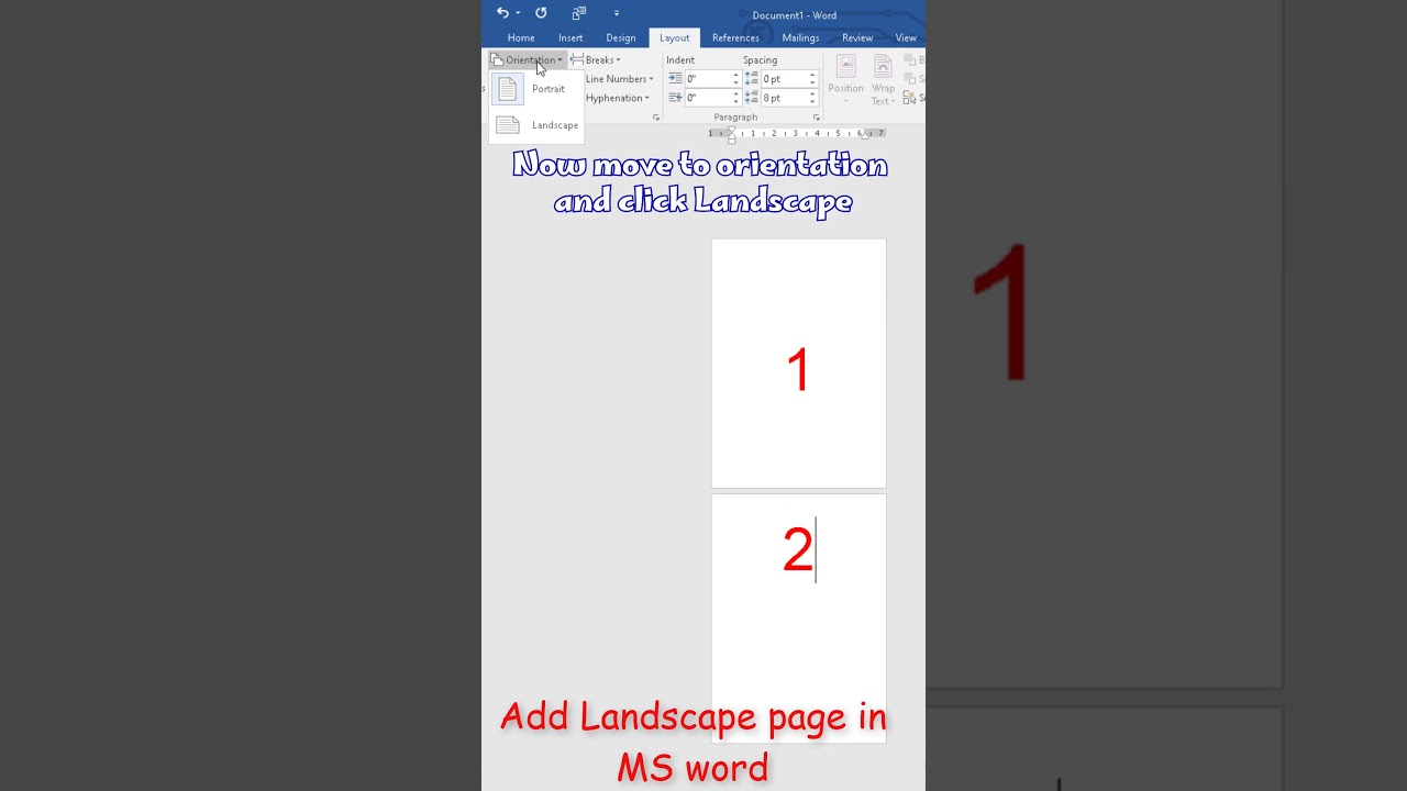 how to make landscape page in MS word