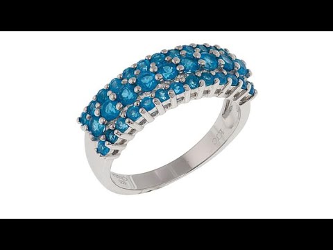 Colleen Lopez 0.98ctw Neon Blue Apatite 3Row Band Ring