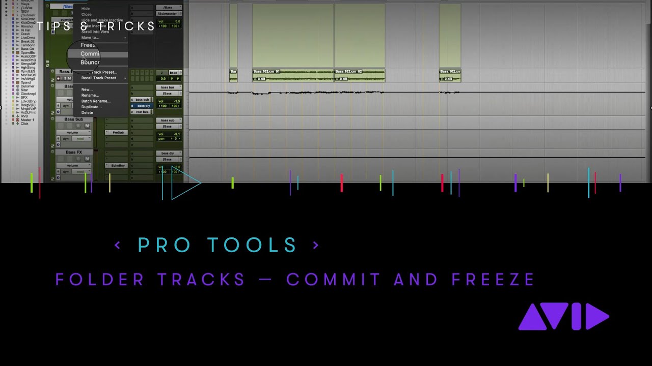 Pro Tools — Commit and Freeze with Folder Tracks