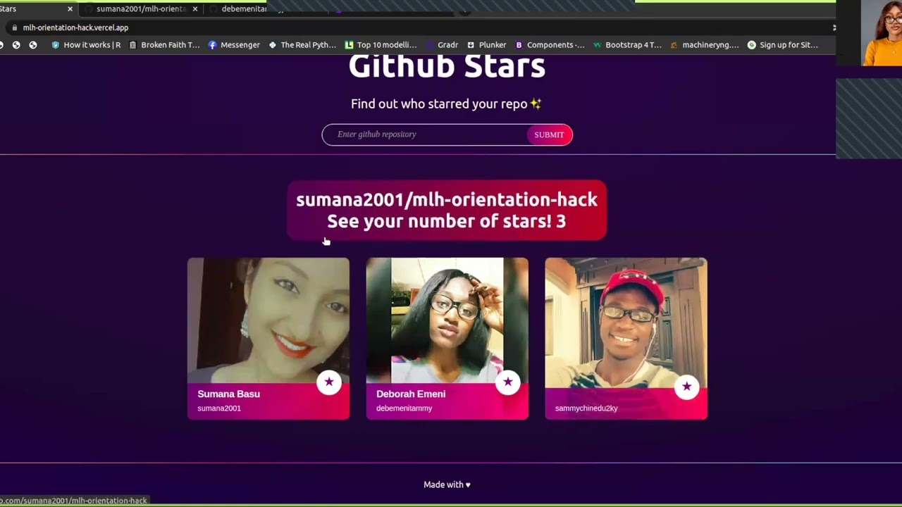 Github Stars Application (MLH Hackathon)