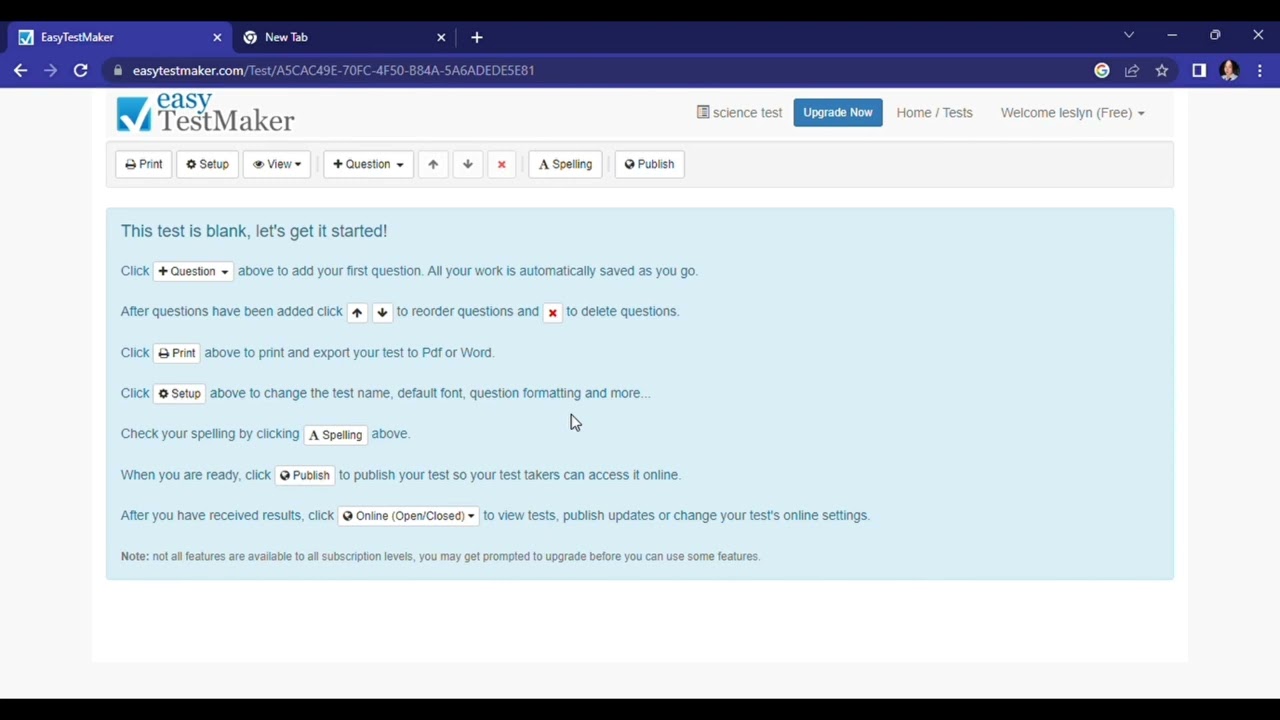 Generating Question using Easy Test Maker