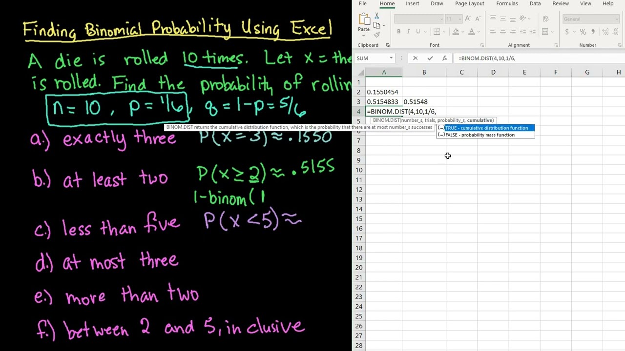 How to Find Binomial Probabilities Using Excel 2016