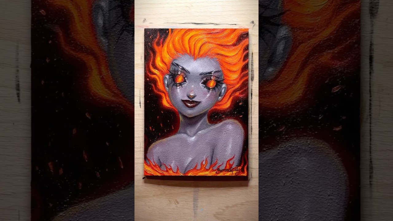 Fire Element oil painting process 🔥👩🏻‍🎨✨ #art #painting #oilpainting #fire #artprocess #artist