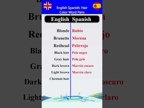 Five minute English Spanish: Hair Color Word Pairs