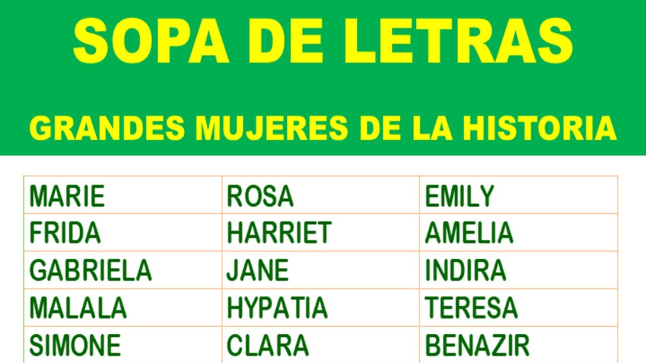 SOPA DE LETRAS - MUJERES DE LA HISTORIA