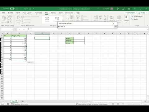 How to calculate mean median and mode in Excel