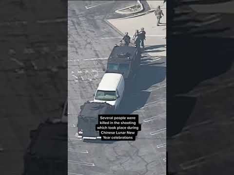 Police surround van linked to California shooting suspect