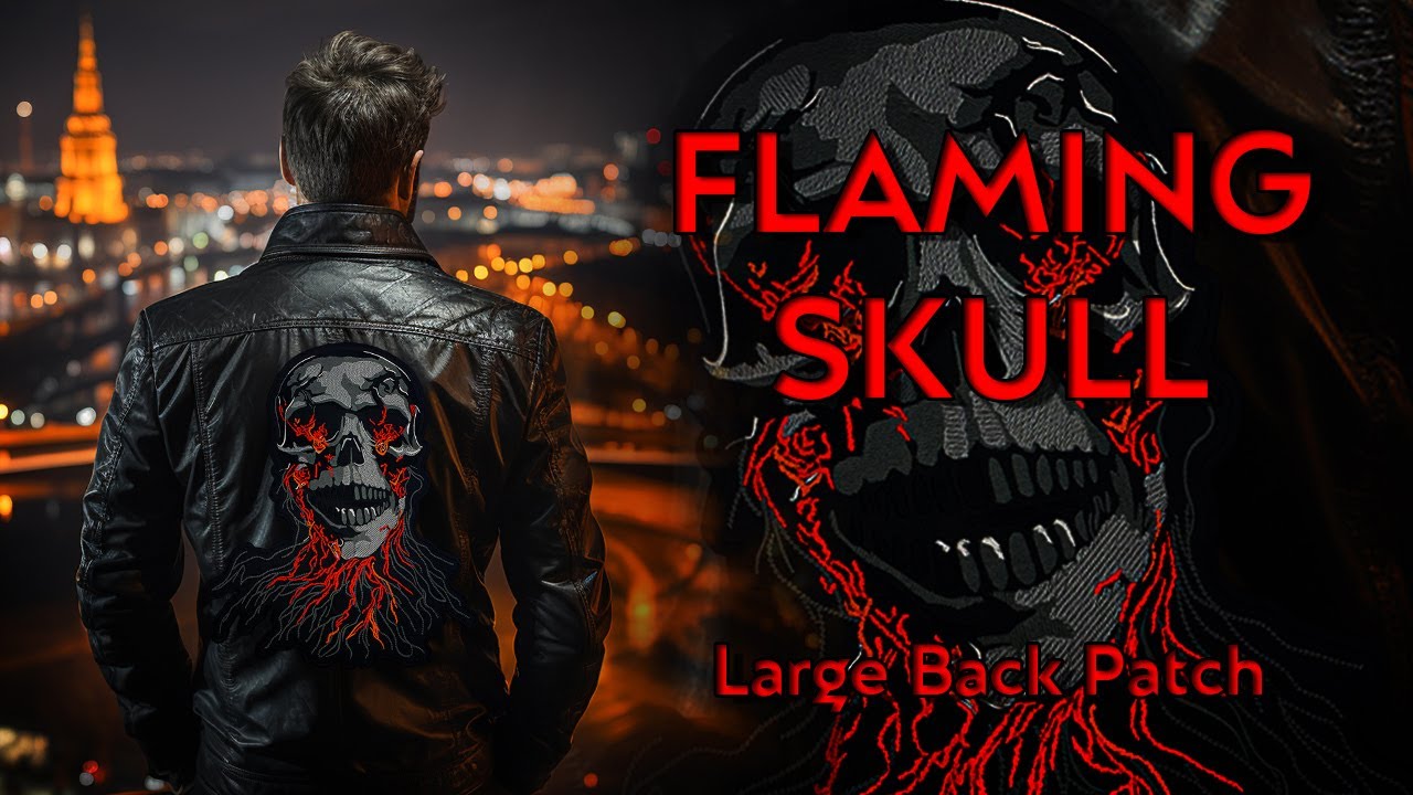 | Embroverse | Flaming Skull Large Back Patch