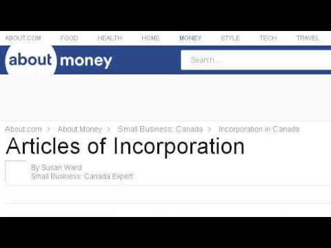 Typical Articles Of Incorporation In Ontario