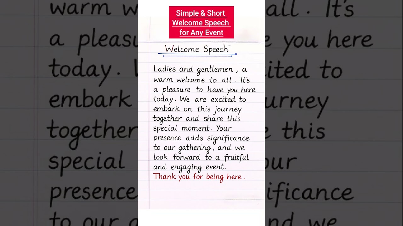 Welcome Speech in English | Simple & Short Welcome Speech for Any Event