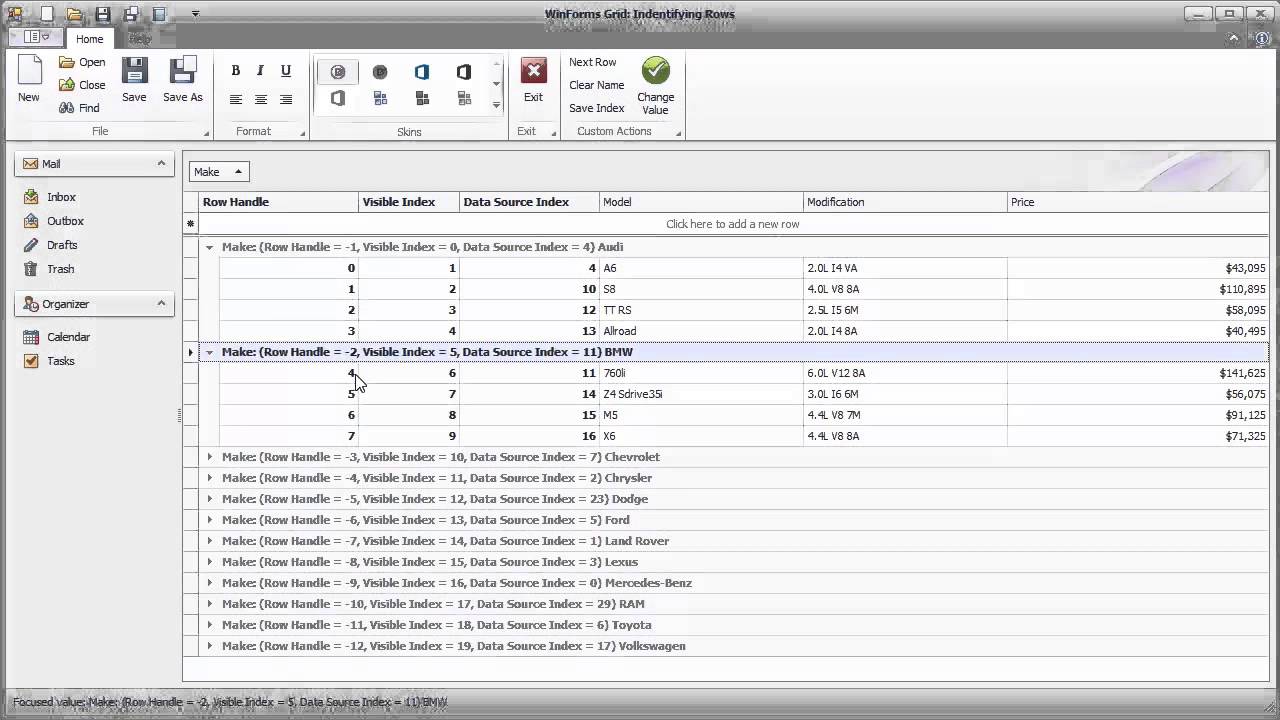 DevExpress WinForms Grid: Identifying Rows