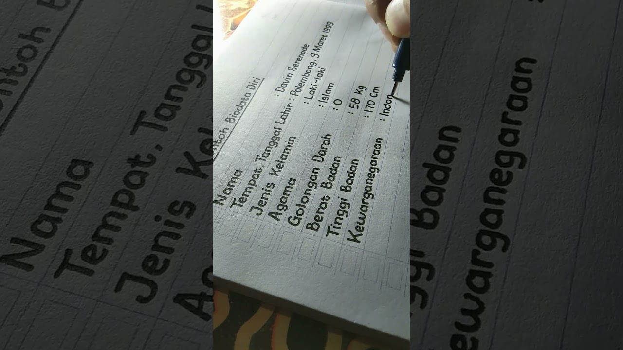 Contoh Biodata Diri Sendiri Tulisan Tangan #shorts