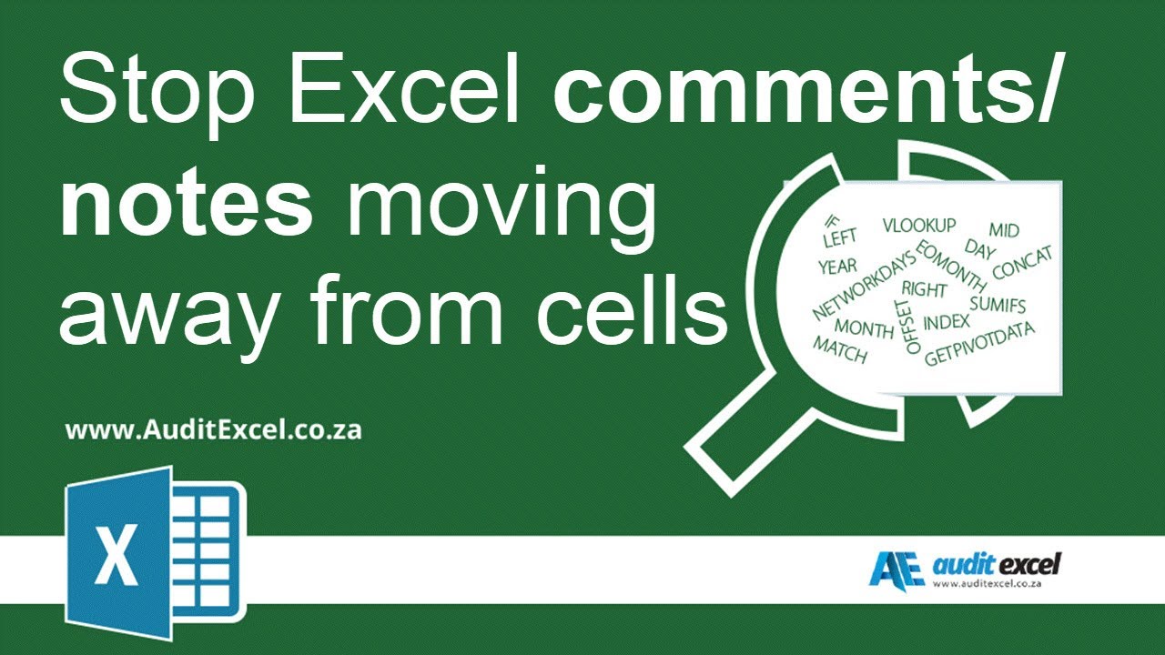 Stop Excel notes/ comments from moving