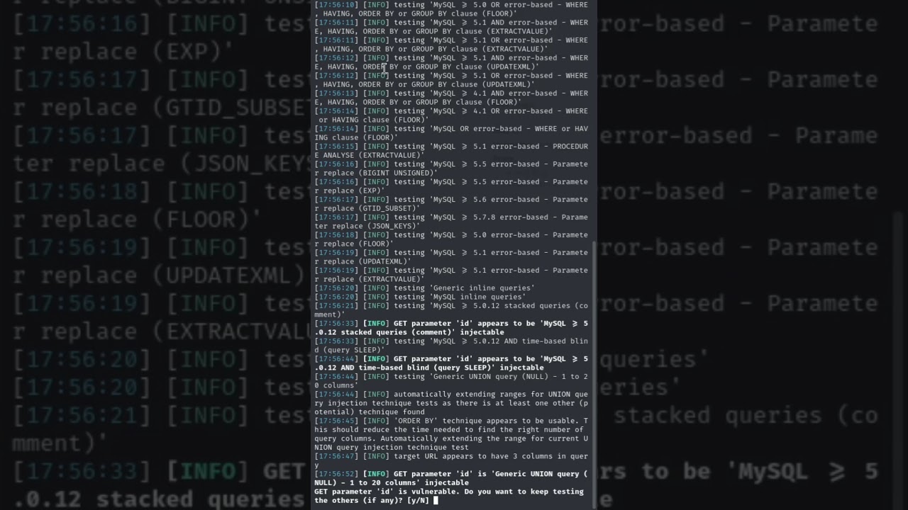 SQL Injection in 60 Seconds: Mastering SQLMap Basics 🔥 #cybersecurity #cyberhack #sqlinjection #sql