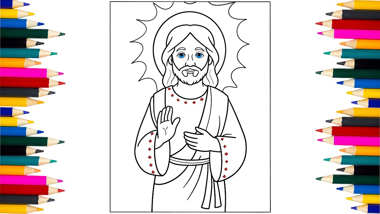Jesus Christ Coloring Page/In the name of the Father, the Son, and the Holy Spirit/How to Draw!