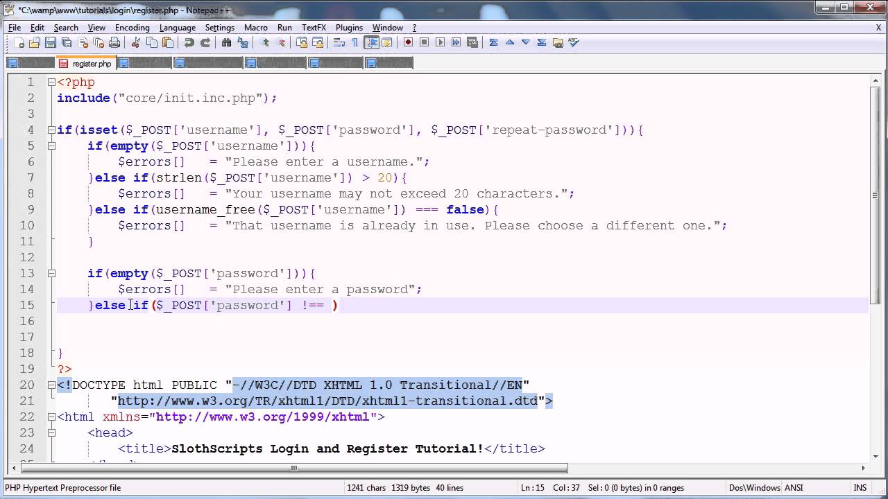 PHP Tutorial: Register and Login [User Account System] [Part Four (4)]