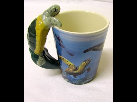 Ceramic Turtle Themed Handle Mug / Cup with Underwater decal