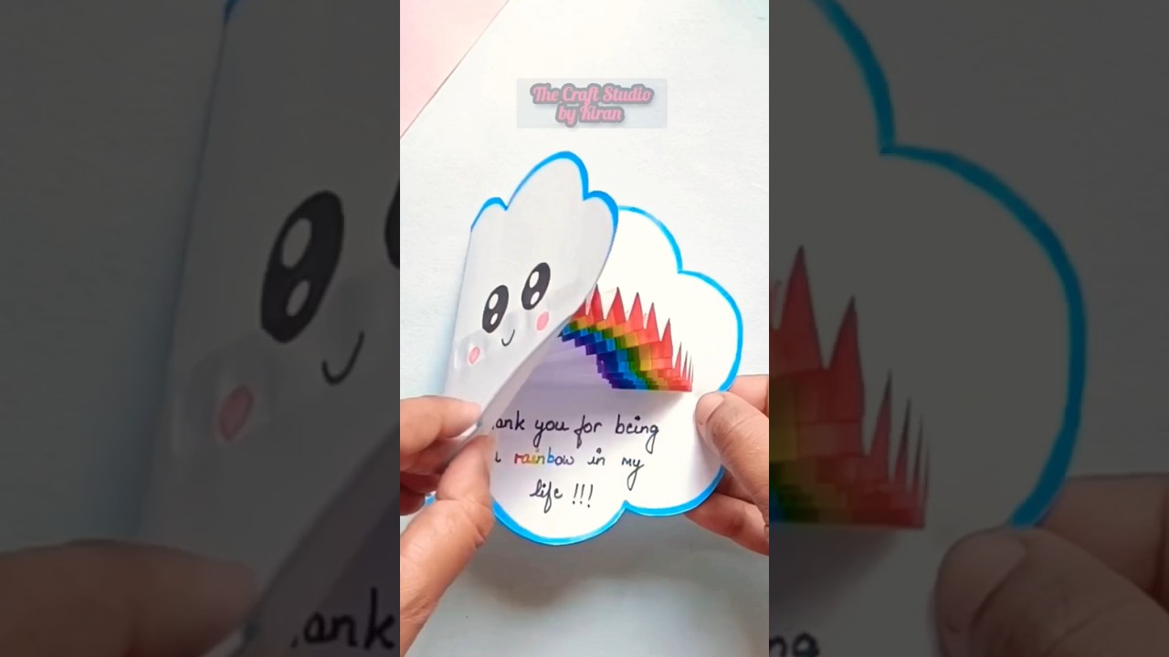Friendship Day Greeting Card using White Paper #friends #greetingcard #rainbowcraft #diy #craftideas