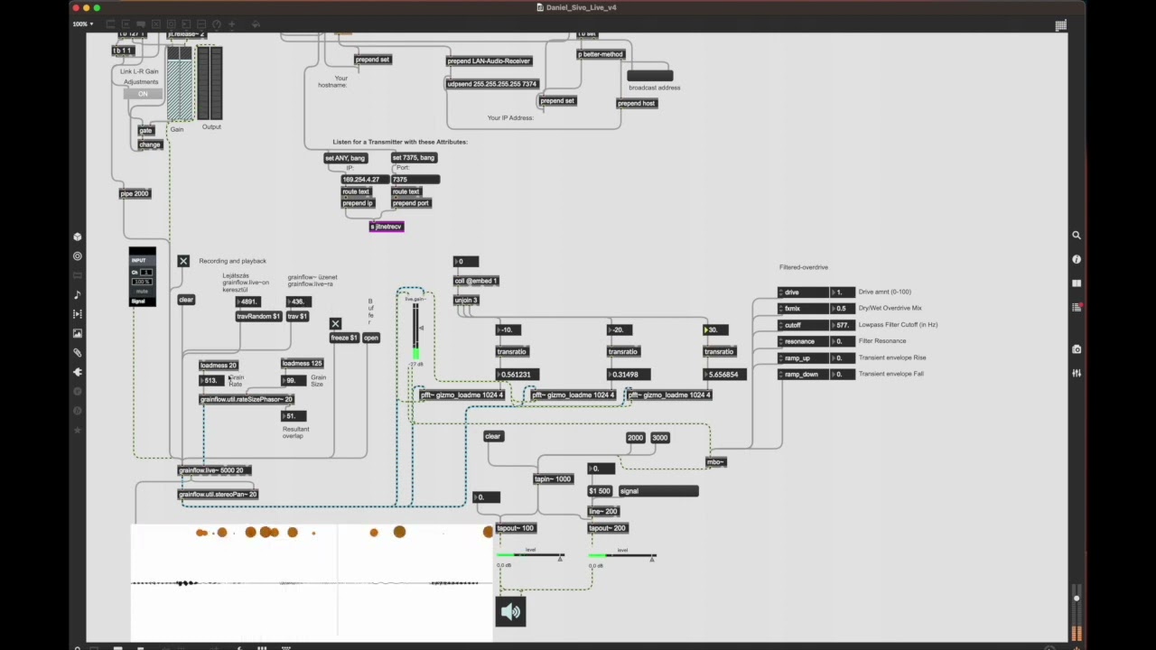 Grainflow improvisation with Network Audio Transmitter