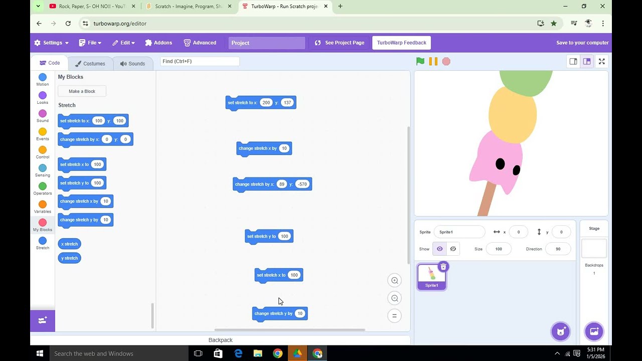 7. HOW TO STRETCH SPRITES IN SCRATCH| Game Development | Scratch Tutorial | Block Programming
