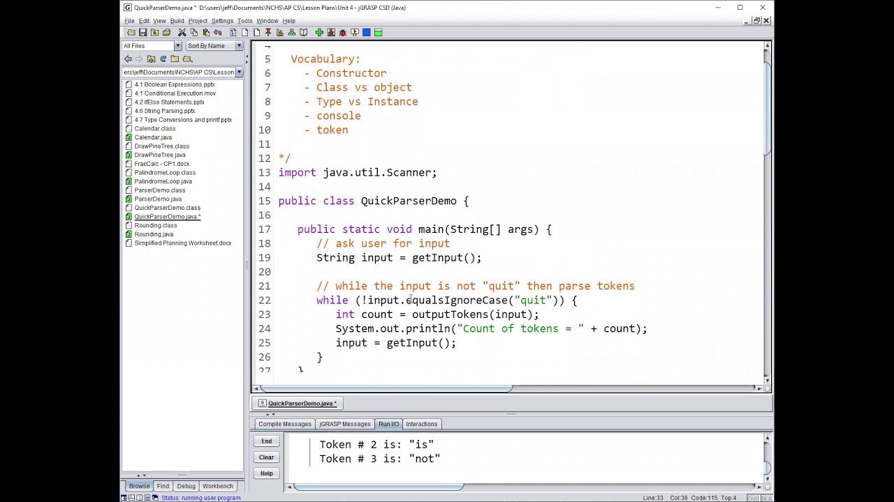 4.5 Parsing Strings with Scanner