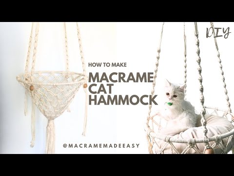 Diy macrame cat hammock tutorial l Kitten hanging bed l easy to make #catbed #catvideos #hammock
