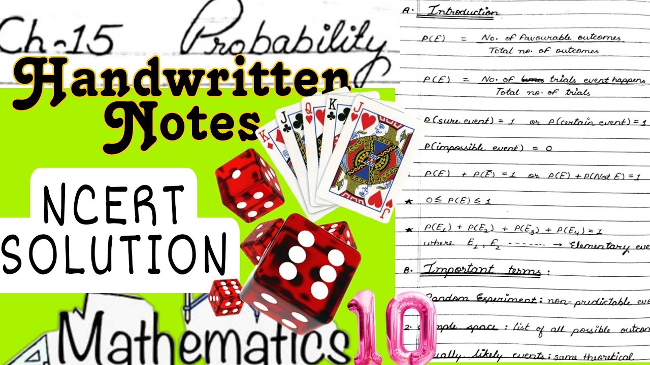 Probability handwritten notes pdf class 10th Maths | Chapter-15| NCERT solution NOTES By Saalik  pdf
