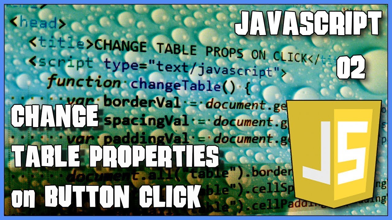 JAVASCRIPT Change table properties on click