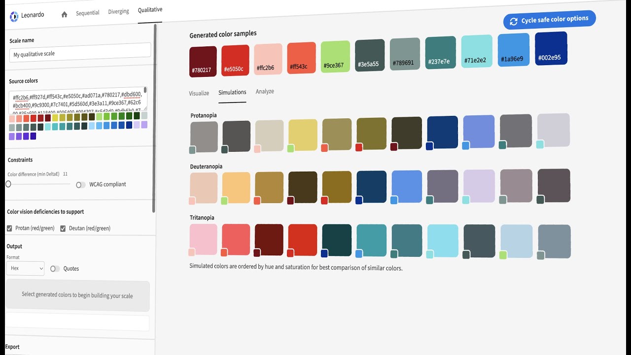 Creating a colorblind safe palette