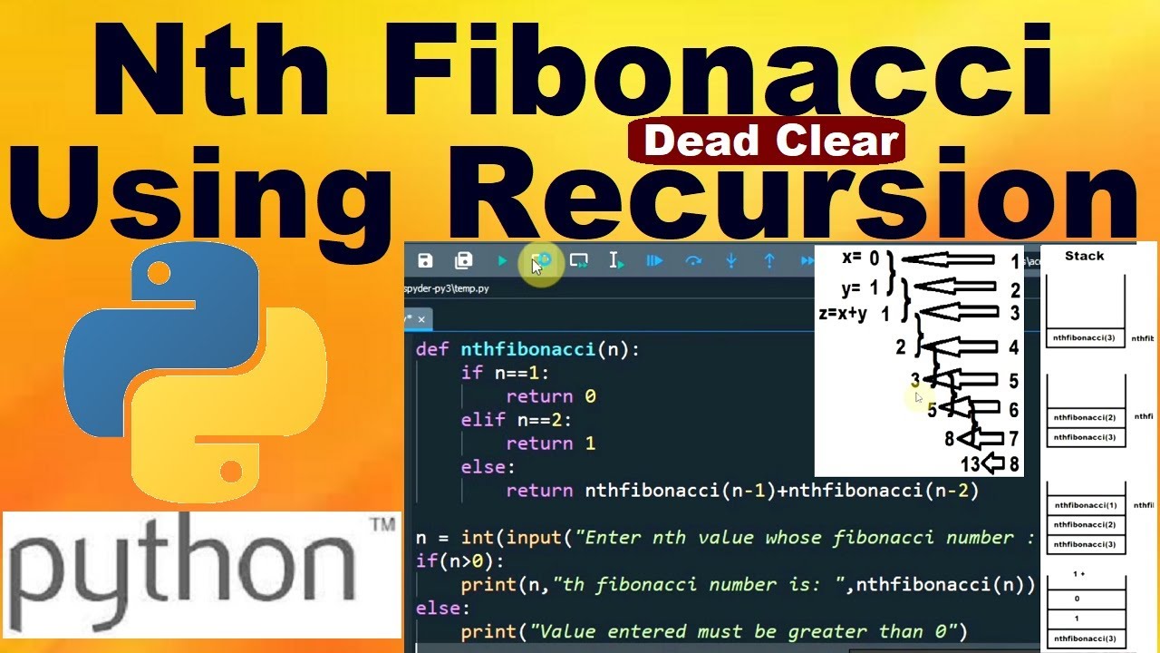 Python Program To Print nth Fibonacci number using Recursion | Learning Python #nthfibonacci #python