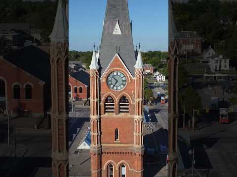 City hall of Belleville🔔Ontario. Moria river in downtown area. DJI mini 2