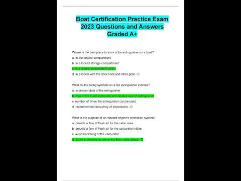 Boat Certification Practice Exam 2025 Questions and Answers Graded A+