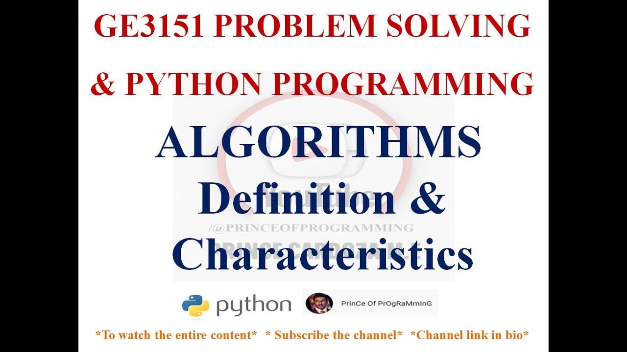 ALGORITHMS | GE3151 PROBLEM SOLVING AND PYTHON PROGRAMMING NOTES