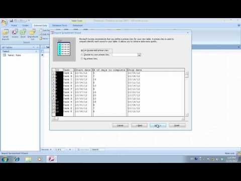 How to create Excel DataBase in Access