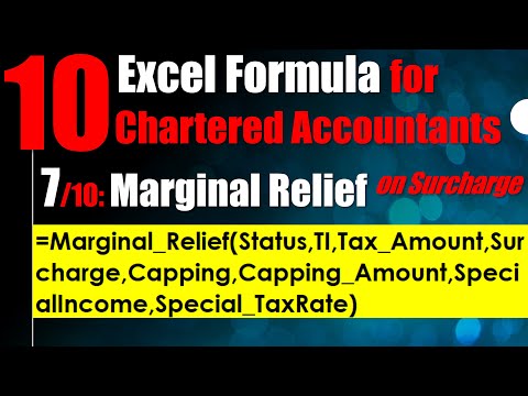 excel formula to calculate marginal relief on surcharge on income tax