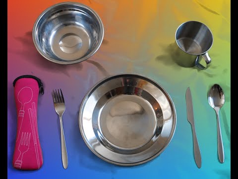 Odoland 29pcs Stainless Steel Utensils Camping Tableware Kit with Bowls, Plates, & Cups Review