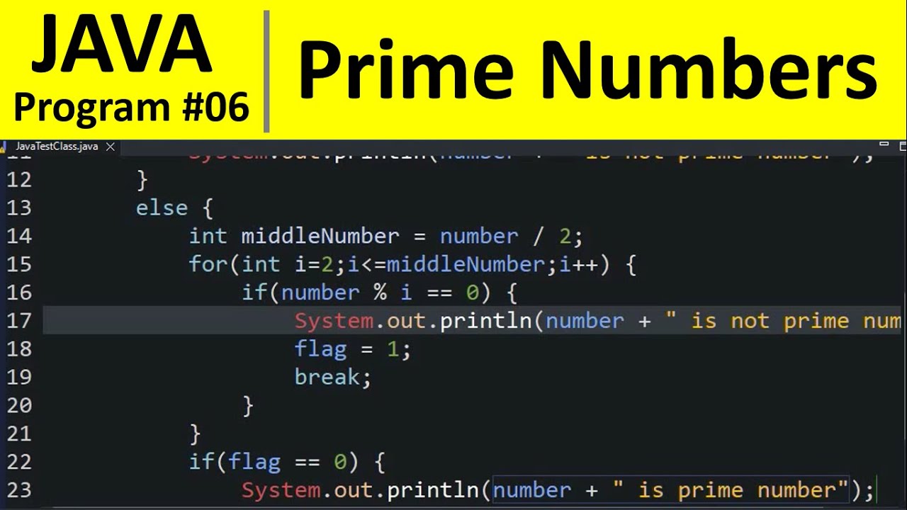 Java Program #6 -  Find Prime Numbers in Java