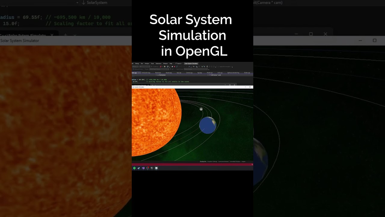Solar System Simulation in OpenGL #shorts #opengl #simulation #coding