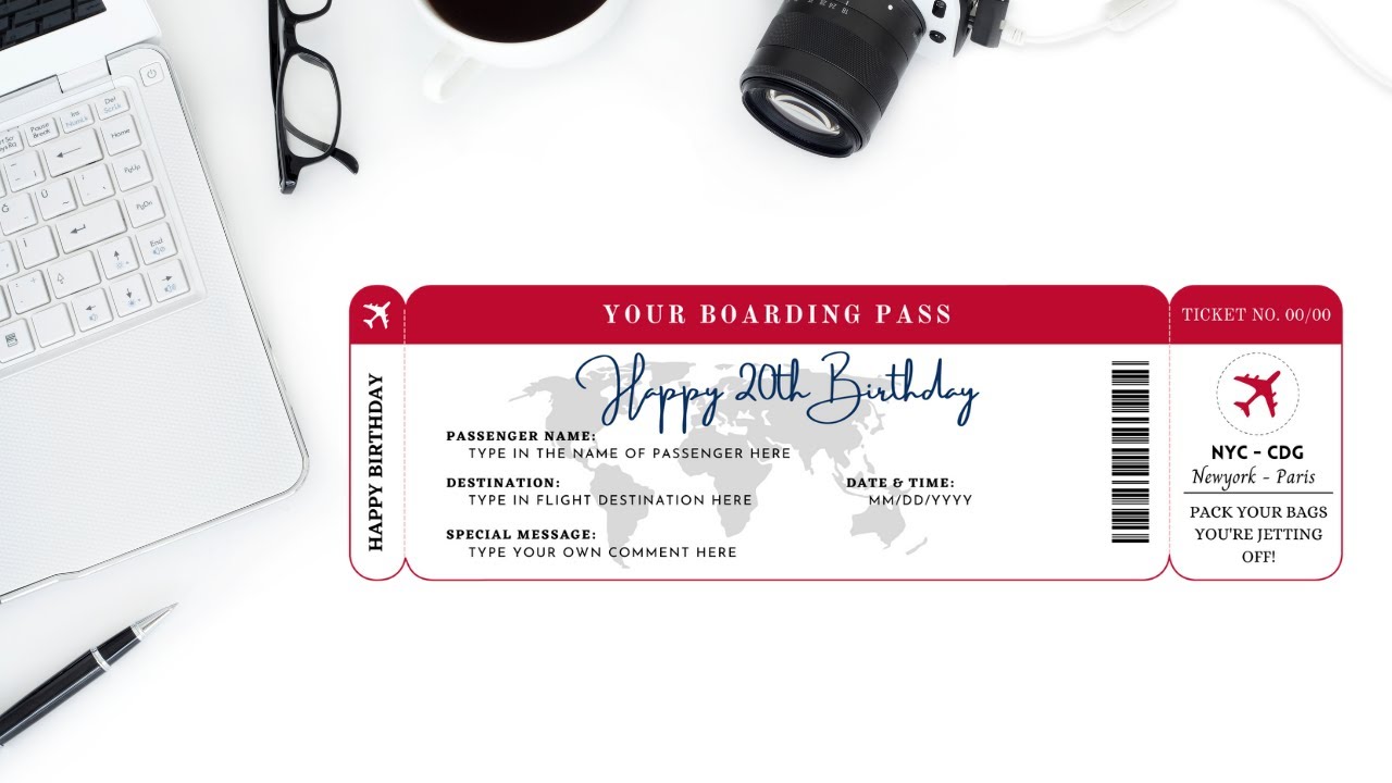 How To Edit Birthday Airline Ticket With Canva