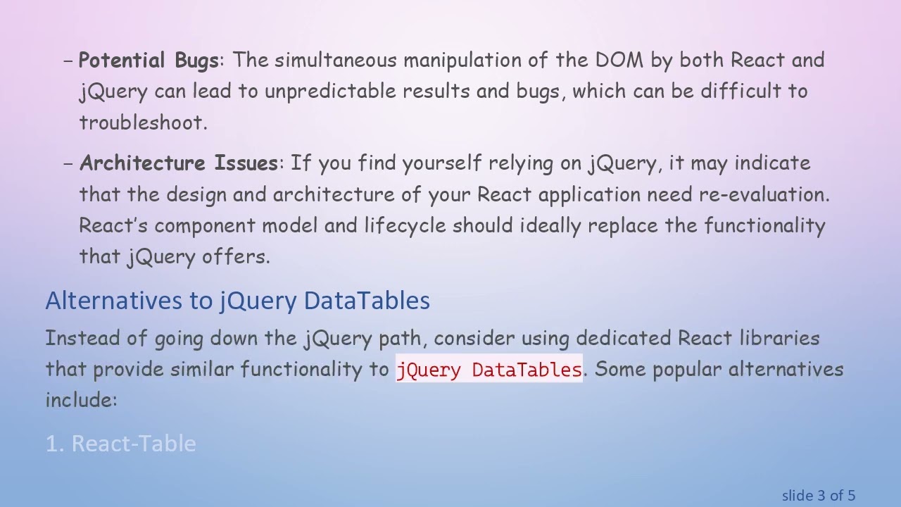 Can You Use jQuery DataTables in a ReactJS Application?