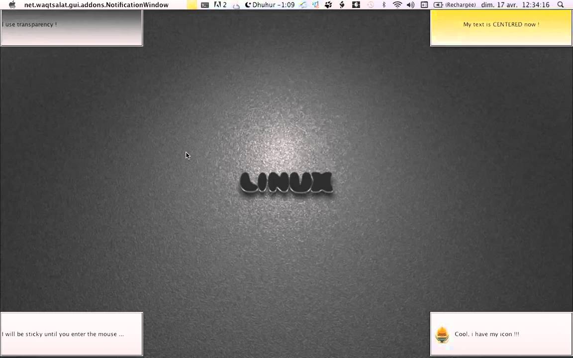 notification window java swing