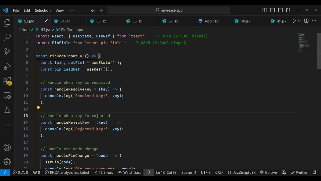 React.js Tutorial to Display Input,Pin & OTP Codes User Input Fields Using react-pin-field in JSX