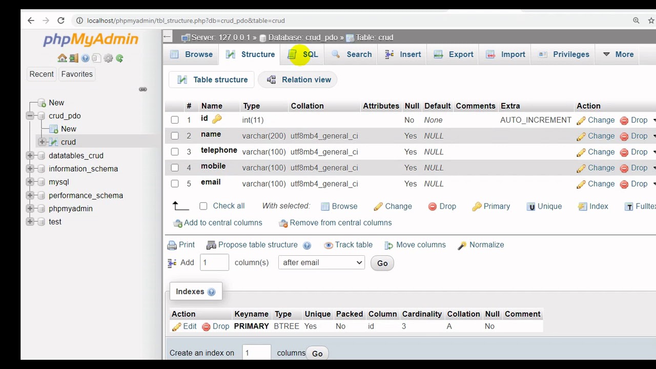 CRUD PDO Using PHP and MySQL