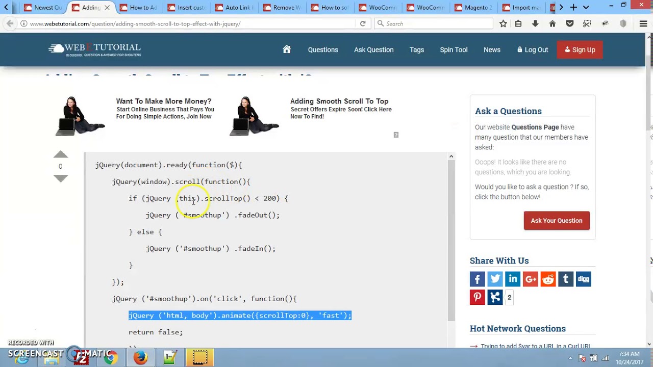 Adding Smooth Scroll to Top Effect with jQuery