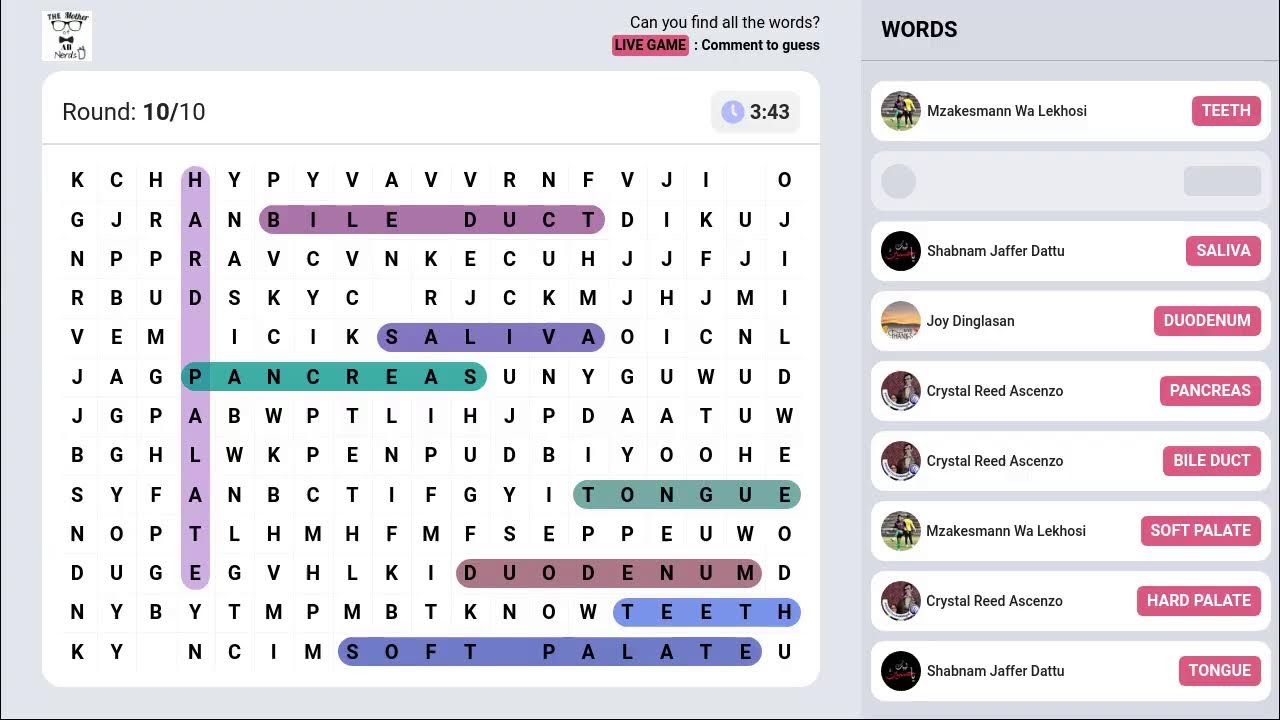 Live Word Search: Anatomy